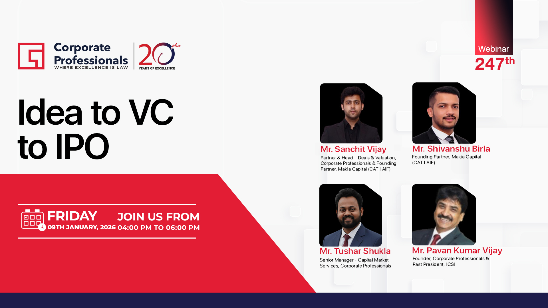 247th Webinar on “Idea to VC to IPO” - Corporate Professionals